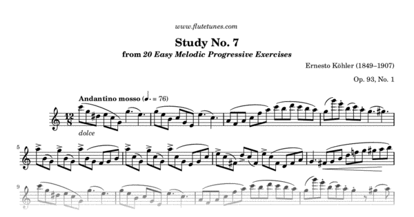 Study No. 7 in C major from 20 Easy Melodic Progressive Exercises, Book ...
