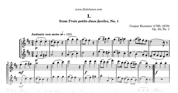 Andante con moto from Trois petits duos faciles, No. 1 (C. Kummer ...