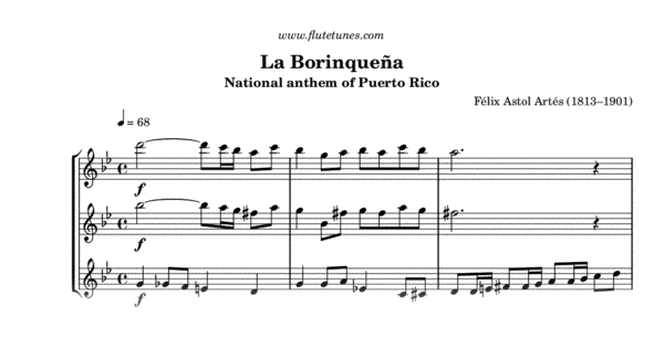 La Borinqueña (F. Astol Artés) - Free Flute Sheet Music | flutetunes.com