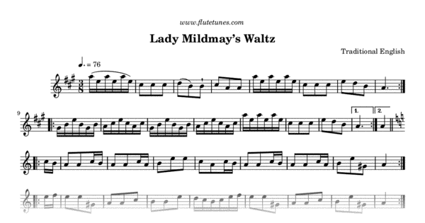 Lady Mildmay's Waltz (Trad. English) - Free Flute Sheet Music ...
