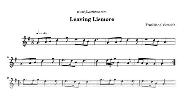 Leaving Lismore (Trad. Scottish) - Free Flute Sheet Music | flutetunes.com