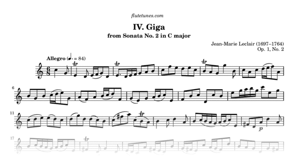 Giga from Flute Sonata in C major, Op. 1 No. 2 (J.-M. Leclair) - Free ...