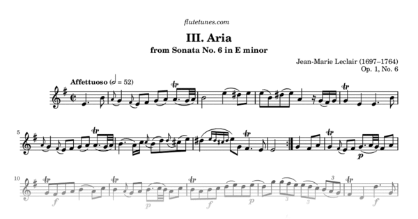 Aria from Flute Sonata in E minor, Op. 1 No. 6 (J.-M. Leclair) - Free ...
