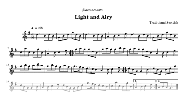 Light and Airy (Trad. Scottish) - Free Flute Sheet Music | flutetunes.com