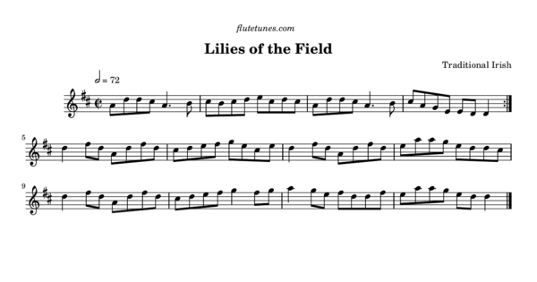 Lilies of the Field (Trad. Irish) - Free Flute Sheet Music | flutetunes.com