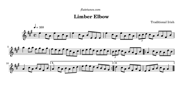 Limber Elbow (Trad. Irish) - Free Flute Sheet Music | flutetunes.com