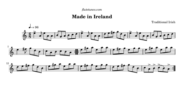 Made in Ireland (Trad. Irish) - Free Flute Sheet Music | flutetunes.com