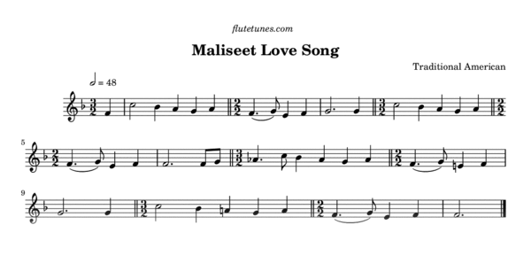 Maliseet Love Song (Trad. American) - Free Flute Sheet Music ...