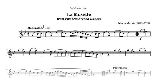 La Musette from Five Old French Dances (M. Marais) - Free Flute Sheet ...