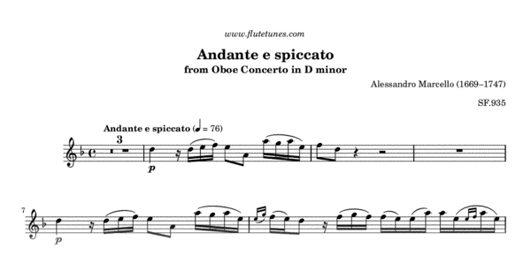 Andante e spiccato from Oboe Concerto in D minor (A. Marcello) - Free ...