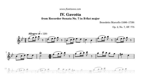 Gavotta from Recorder Sonata No. 7 in B-flat major (B. Marcello) - Free ...