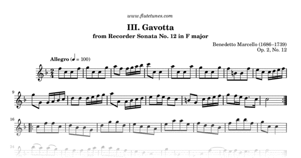 Gavotta from Recorder Sonata No. 12 in F major (B. Marcello) - Free ...