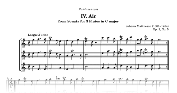 Air from Flute Sonata No. 5 (J. Mattheson) - Free Flute Sheet Music ...