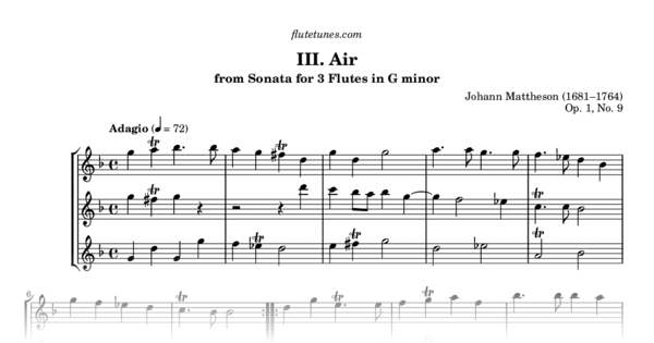 Air from Flute Sonata No. 9 (J. Mattheson) - Free Flute Sheet Music ...