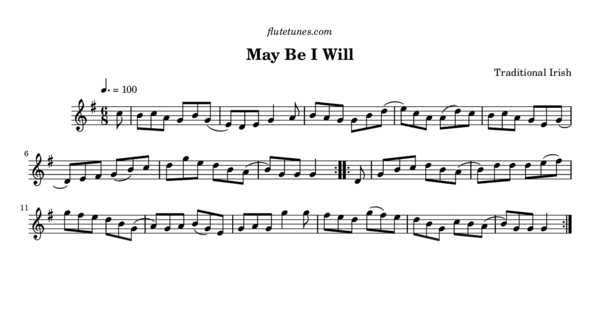 May Be I Will (Trad. Irish) - Free Flute Sheet Music | flutetunes.com