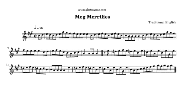 Meg Merrilies (Trad. English) - Free Flute Sheet Music | flutetunes.com
