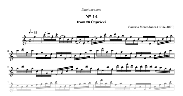 Caprice No. 14 in C major from 20 Capricci (S. Mercadante) - Free Flute ...