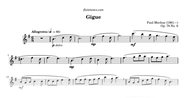 Gigue from Suite per flauto e pianoforte (P. Merkus) - Free Flute Sheet ...