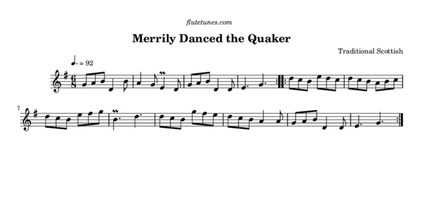 Merrily Danced the Quaker (Trad. Scottish) - Free Flute Sheet Music ...
