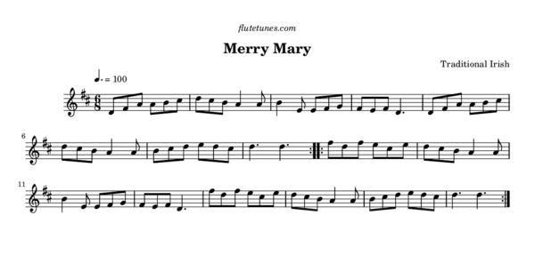 Merry Mary (Trad. Irish) - Free Flute Sheet Music | flutetunes.com