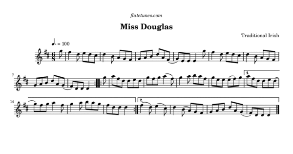 Miss Douglas (Trad. Irish) - Free Flute Sheet Music | flutetunes.com