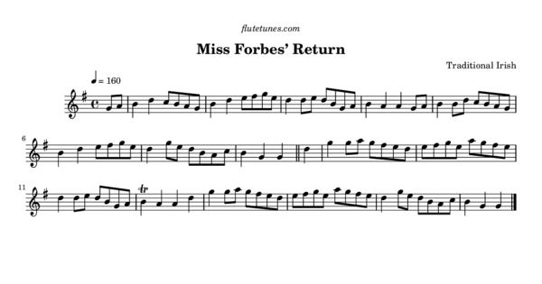 Miss Forbes' Return (Trad. Irish) - Free Flute Sheet Music | flutetunes.com