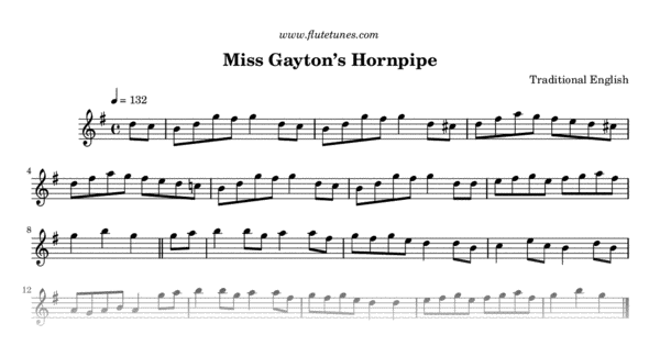 Miss Gayton's Hornpipe (Trad. English) - Free Flute Sheet Music ...