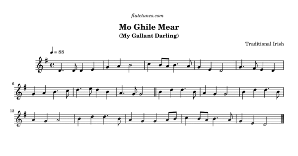 Mo Ghile Mear (Trad. Irish) - Free Flute Sheet Music | flutetunes.com
