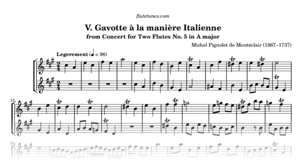Gavotte à la manière Italienne from Concert for Two Flutes No. 5 in A ...