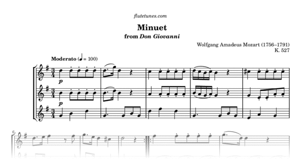 Minuet from Don Giovanni (W.A. Mozart) - Free Flute Sheet Music ...