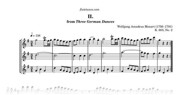 German Dance No. 2 from Three German Dances (W.A. Mozart) - Free Flute ...