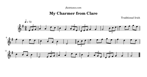 My Charmer from Clare (Trad. Irish) - Free Flute Sheet Music ...