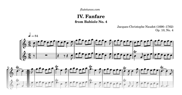 Fanfare from Babiole No. 4 (J.-C. Naudot) - Free Flute Sheet Music ...