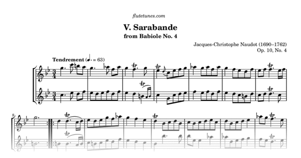 Sarabande from Babiole No. 4 (J.-C. Naudot) - Free Flute Sheet Music ...
