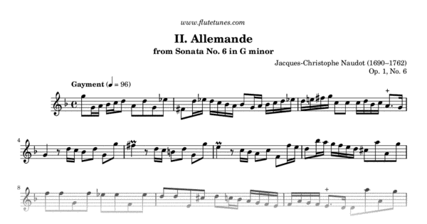 Allemande from Flute Sonata No. 6 in G minor (J.-C. Naudot) - Free ...