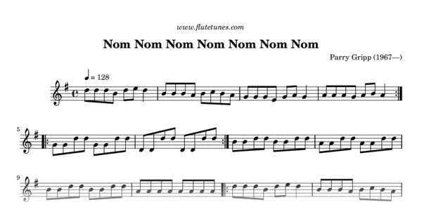 Nom Nom Nom Nom Nom Nom Nom (P. Gripp) - Free Flute Sheet Music ...