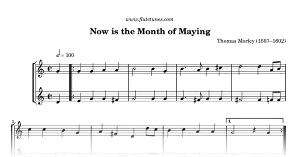 Now is the Month of Maying (T. Morley) - Free Flute Sheet Music ...