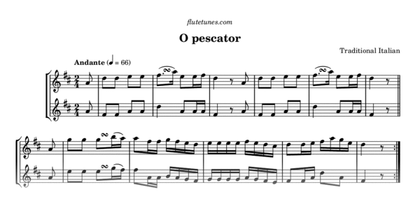 O pescator (Trad. Italian) - Free Flute Sheet Music | flutetunes.com
