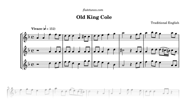 Old King Cole (Trad. English) - Free Flute Sheet Music | flutetunes.com