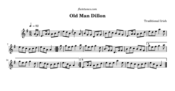 Old Man Dillon (Trad. Irish) - Free Flute Sheet Music | flutetunes.com