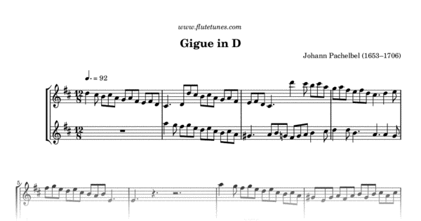 Gigue in D major (J. Pachelbel) - Free Flute Sheet Music | flutetunes.com