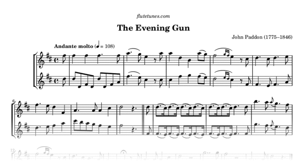 The Evening Gun (J. Paddon) - Free Flute Sheet Music | flutetunes.com