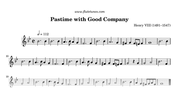 Pastime with Good Company (Henry VIII) - Free Flute Sheet Music ...
