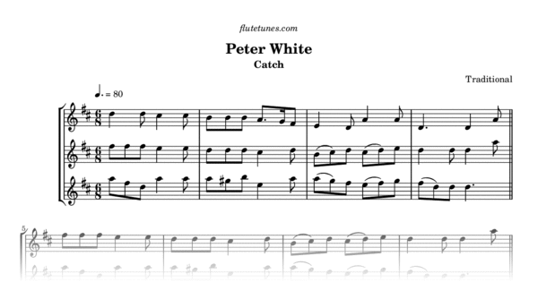 Peter White (Traditional) - Free Flute Sheet Music | flutetunes.com