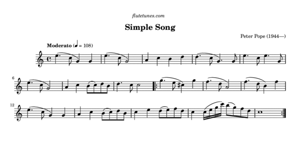 Simple Song (P. Pope) - Free Flute Sheet Music | flutetunes.com
