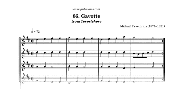 Gavotte from Terpsichore (M. Praetorius) - Free Flute Sheet Music ...