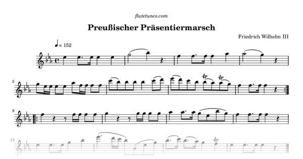 Preußischer Präsentiermarsch (Friedrich W. III) - Free Flute Sheet ...