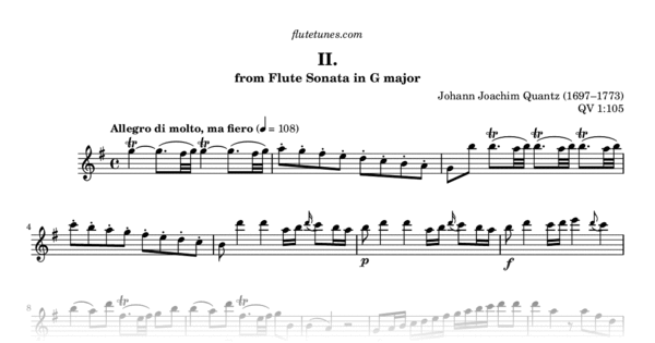 Allegro di molto, ma fiero from Flute Sonata in G major, QV 1:105 (J.J ...