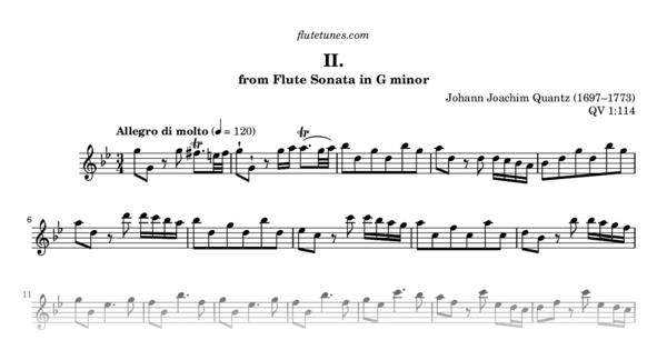 Allegro di molto from Flute Sonata in G minor, QV 1:114 (J.J. Quantz ...