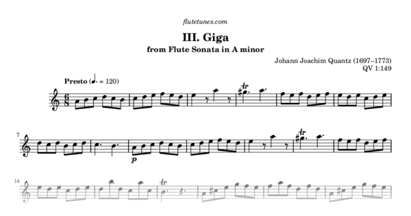 Giga from Flute Sonata in A minor, QV 1:149 (J.J. Quantz) - Free Flute ...